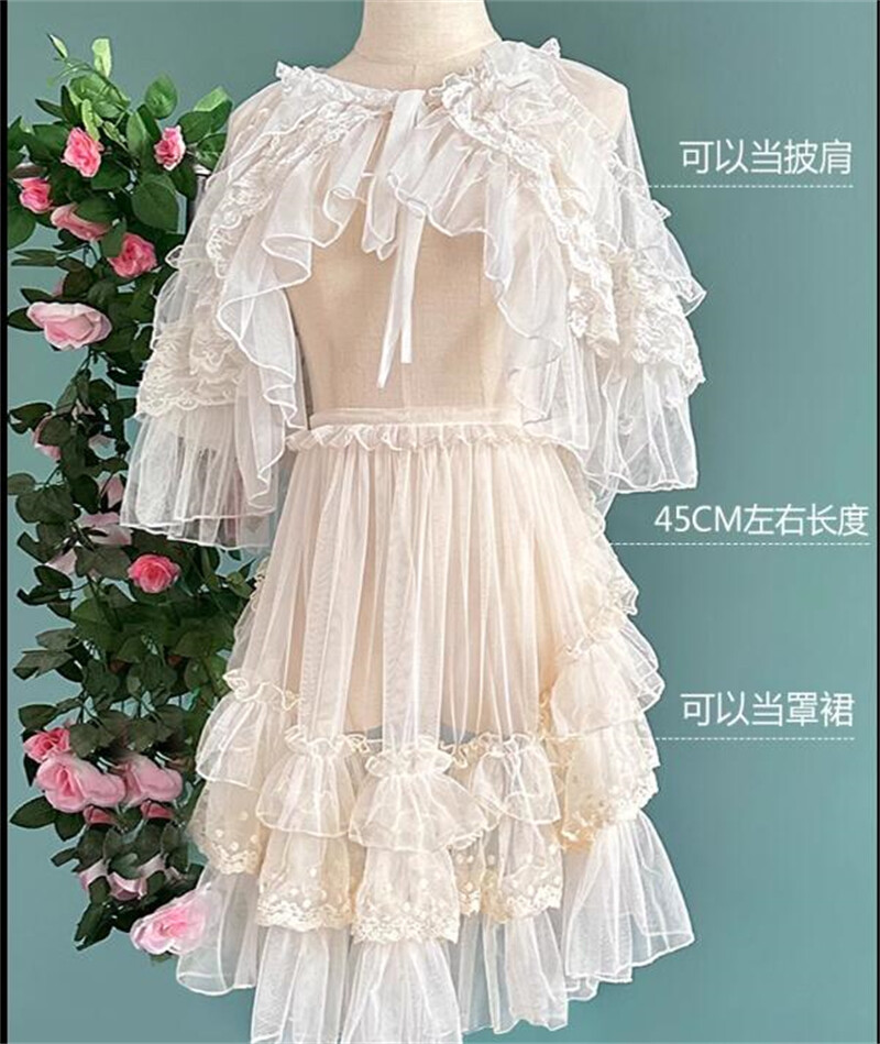 Japanese Mori women Bow Lace Tops Blouse Ruffle Cute cloak | eBay