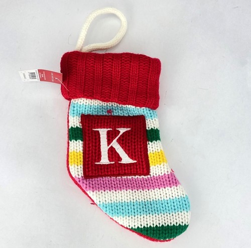 Letter K Knit Monogram Mini Stocking Rainbow Wondershop Xmas Holiday ...