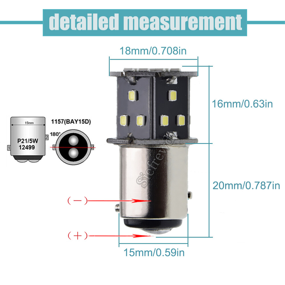 10Pcs 6V 6 Volt LED Bulb 1157 BAY15D P21/5W Tail Brake Stop Light Lamp ...