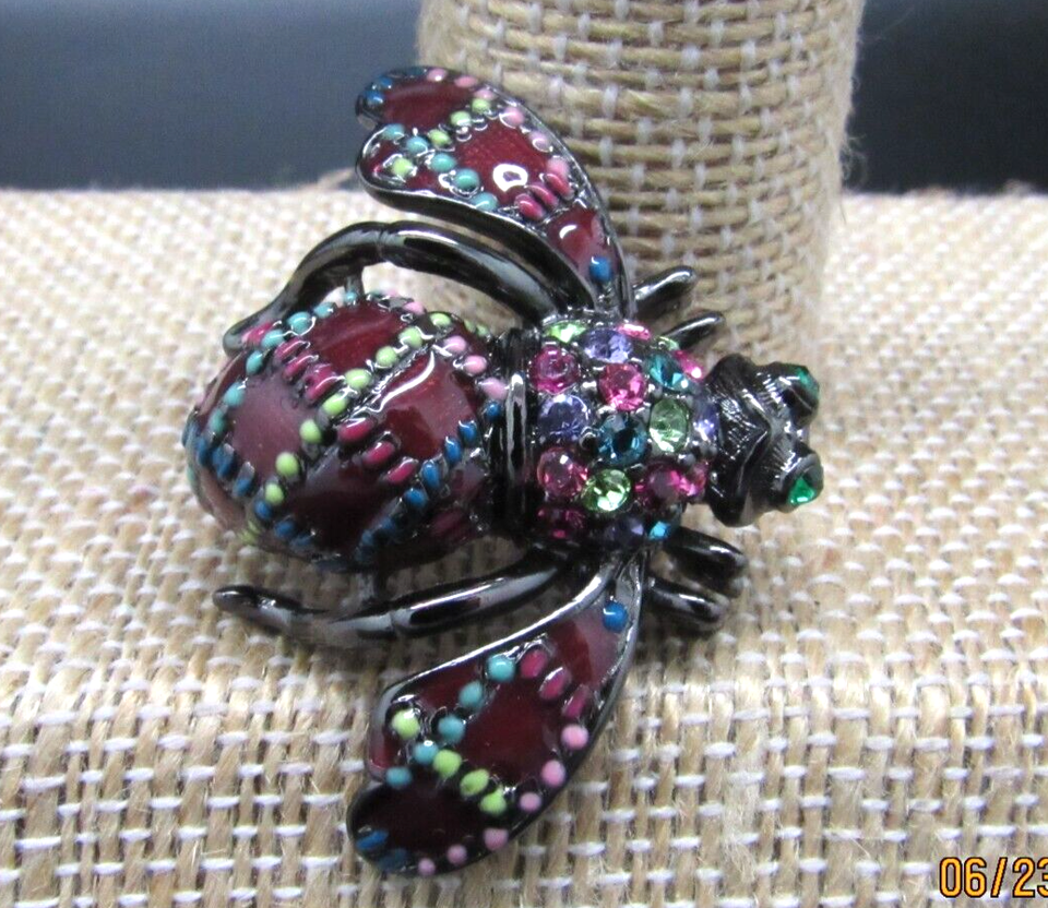 JOAN RIVERS 14TH ANNIVERSARY SWARVOSKI CRYSTAL TWEED BEE PIN VERY RARE ...