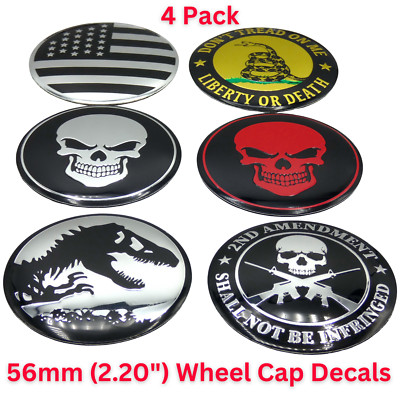 (PACK OF 4) Wheel Center Cap Decals Emblems Sticker 56mm 2.20" CHOOSE ...