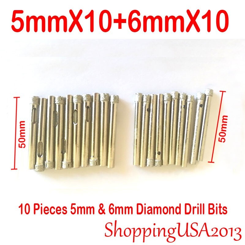 10X5+6mm Diamond Drill Bit Set Hole Saw Cutter Glass Ceramic Granite ...