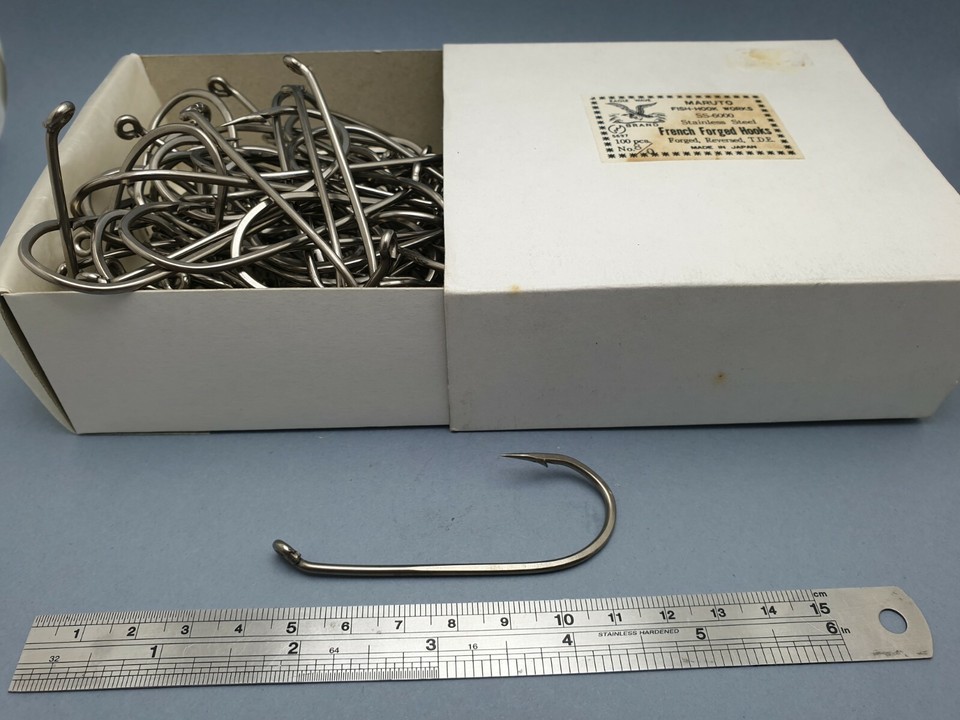 1pk Maruto French Forged Hook SS-6000 Stainless Steel 100pcs Fish Hooks ...