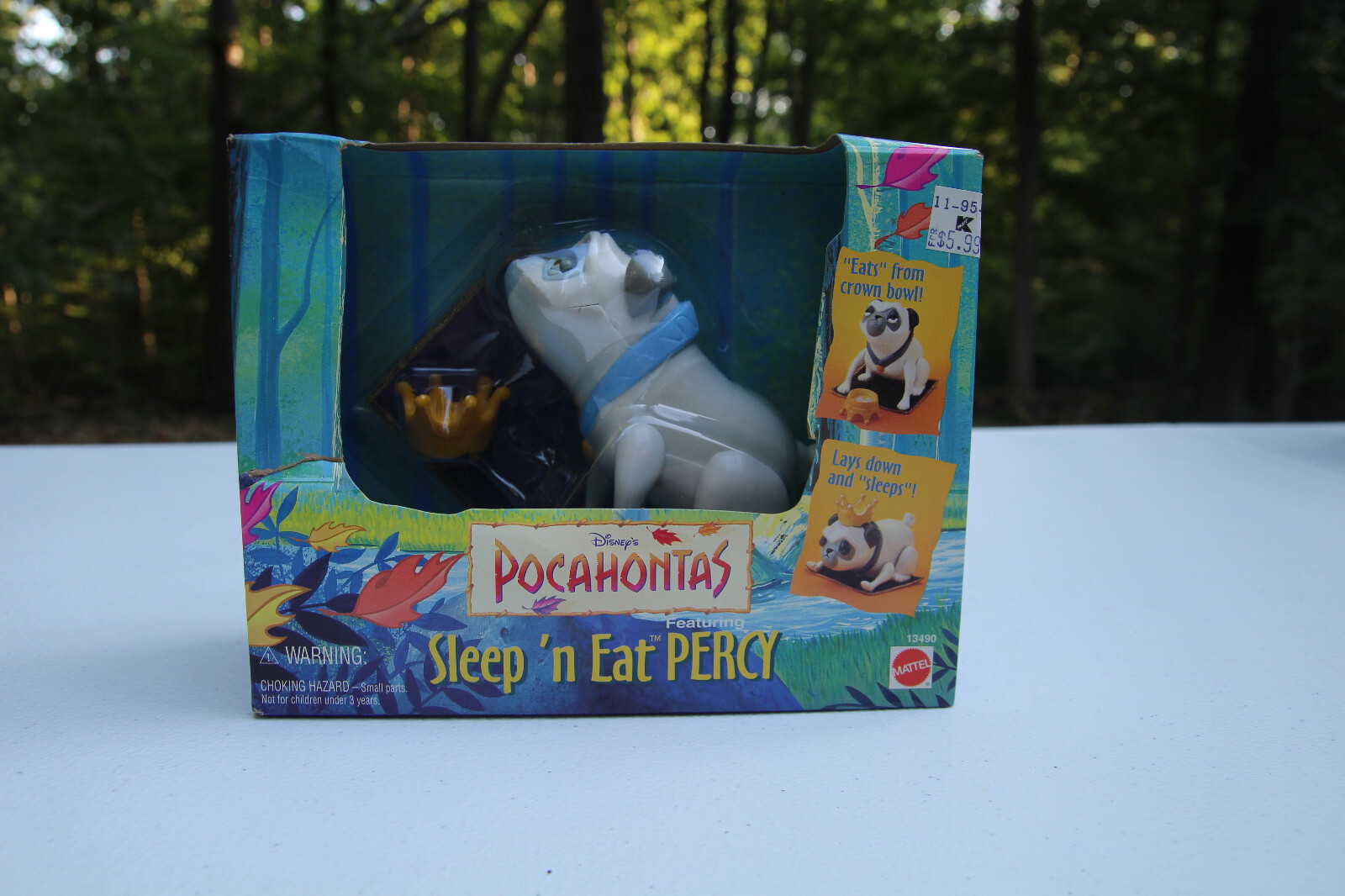 Vtg Disney Pocahontas Sleep n Eat Percy Dog Action Figure 1995 Mattel ...