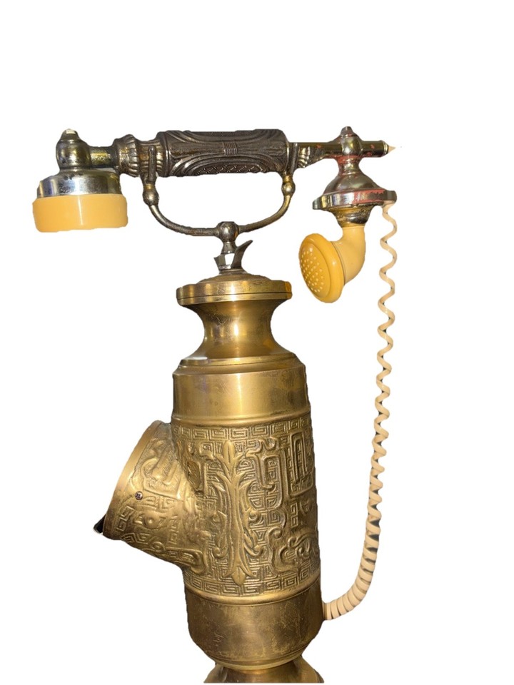 Tall Brass Rotary Phone 41 in Heavy Ornamental Intricate Brass Phone ...