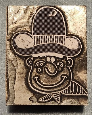 Vintage Printing Letterpress Printer Type Block Mid-Century Cowboy ...