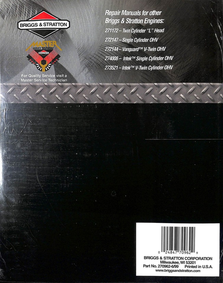 Briggs & Stratton Single Cylinder 'L' Head Repair Manual for Engines | eBay