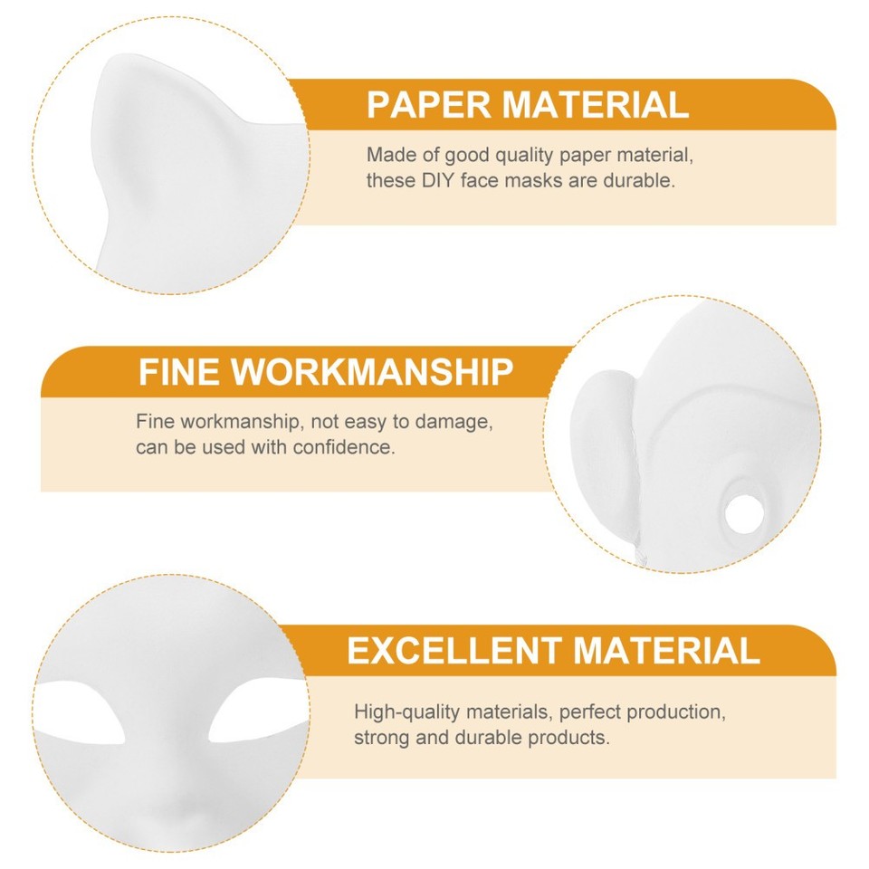 6PCS Paper Masks Masquerade Cosplay Masks Blank Fox DIY Kids Dress ...