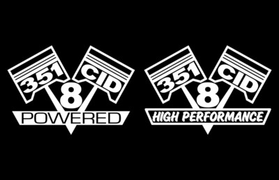 2 V8 351 CID ENGINE HIGH PERFORMANCE POWERED PISTON DECALS 5.8 WINDSOR ...