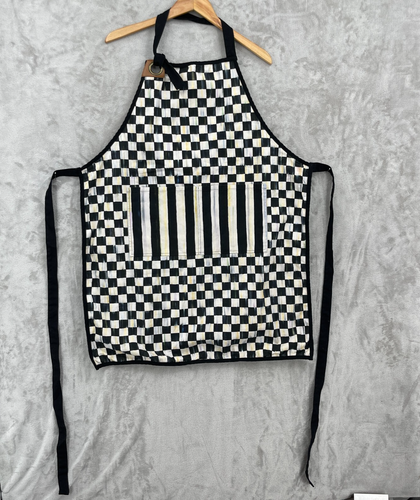 MacKenzie-Childs One Size Courtly Bistro Apron Black White Checkered ...