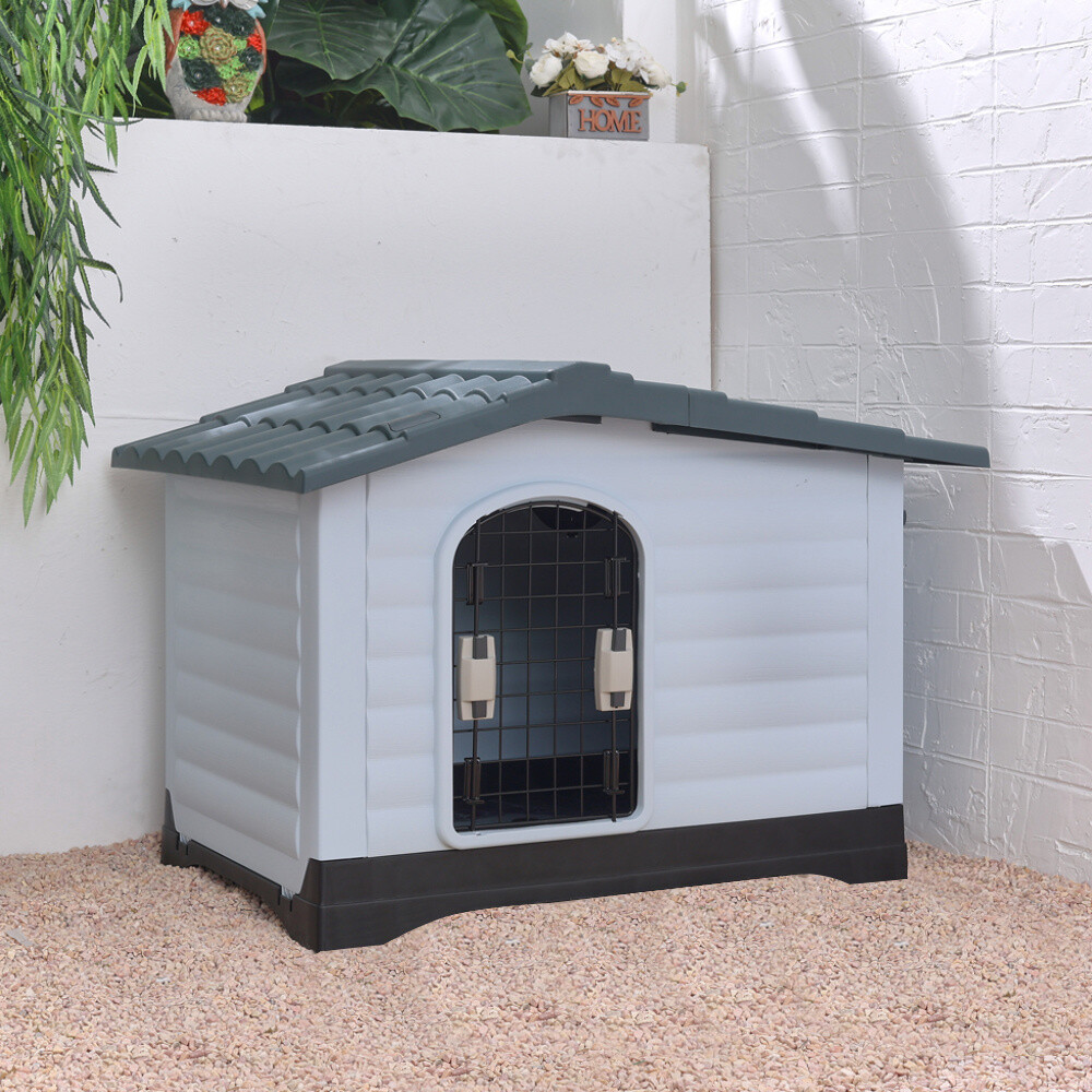 Weatherproof Pet House Plastic Dog Kennel Indoor Outdoor Animal Shelter ...