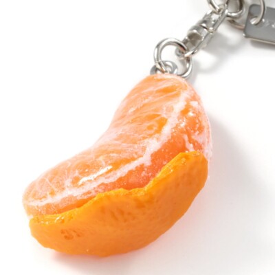 Japanese real food sample/Mandarin orange key ring with skin from japan ...