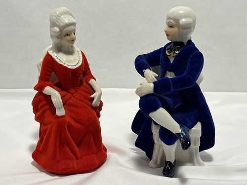 Vintage Baroque Style Flocked Figurines Man & Woman red blue Taiwan | eBay