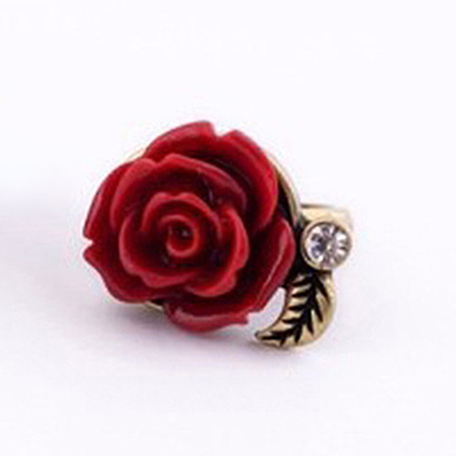 Shiny Ring Rose Leaf Attractive Women Rhinestone Ring Alloy | eBay