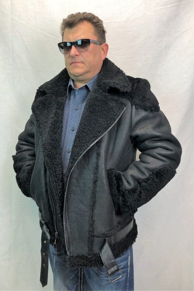 100% REAL SHEEPSKIN SHEARLING LEATHER BOMBER B3 PILOT Coat Jacket S-8XL ...