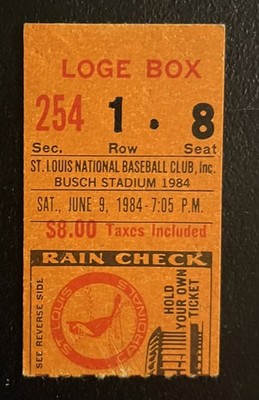 6/9/84 CUBS/CARDINALS TICKET STUB-RYNE SANDBERG 2 HITS | eBay UK