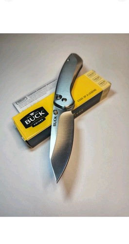 Buck Knives Sovereign Stainless Steel Handle Button Lock 3.2" 7CR17MOV ...