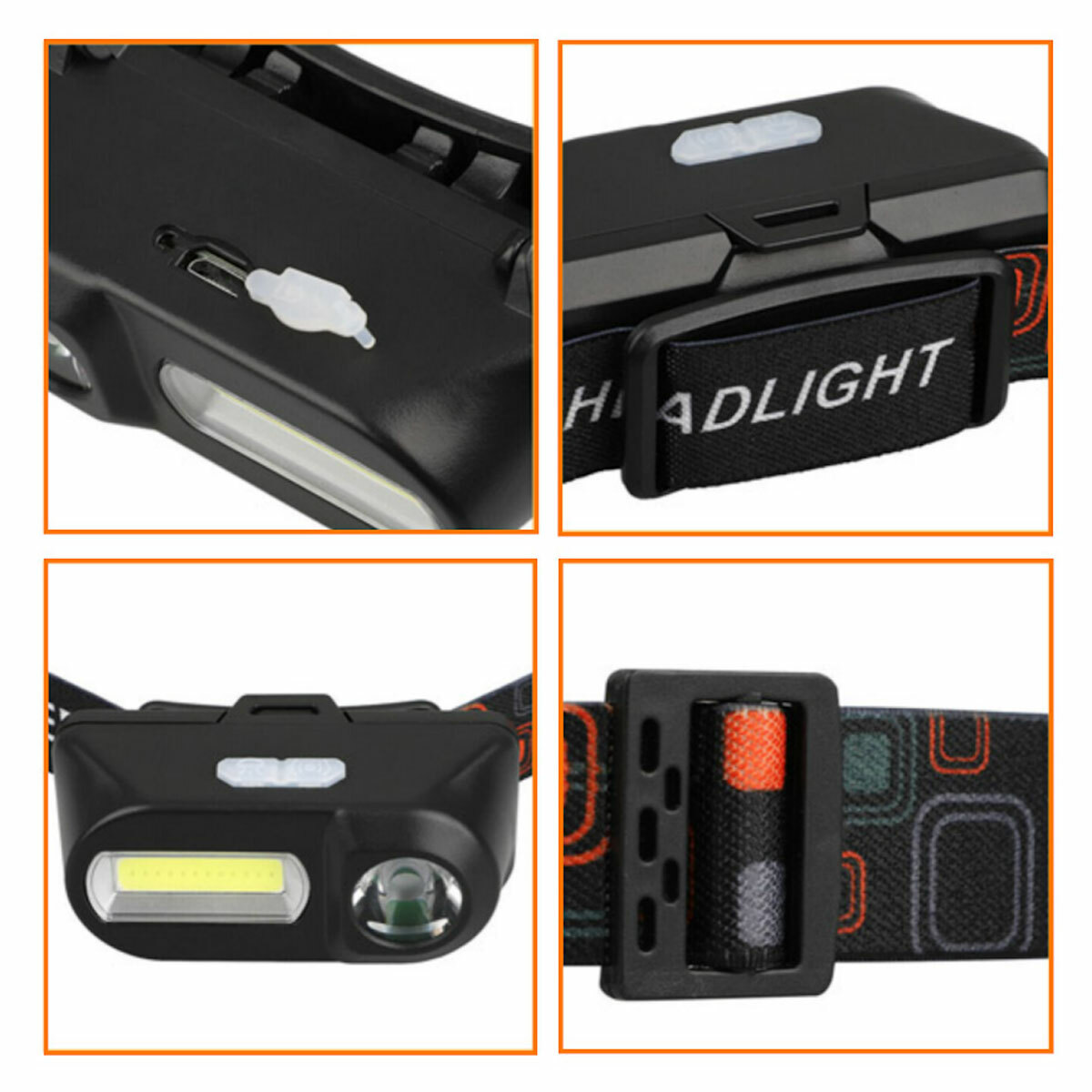Headlamp Headlight LED USB Rechargeable Head Lamp Torch Flashlight ...