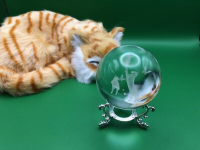CAT CRYSTAL BALL w/STAND-Playful Kitty's!!!! | eBay