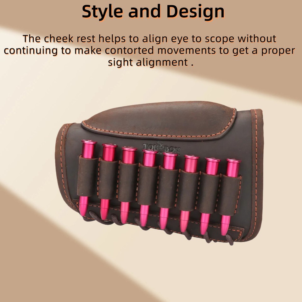 TOURBON Leather Ammo Holder Cheek Riser Rest Rifle Buttstock Cover ...