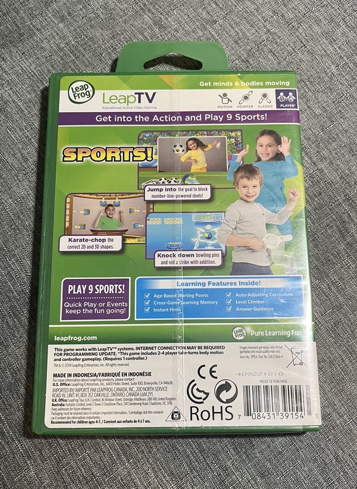 Leap Frog TV Sports Mathematics games 4-7 years Pre-K-1st grade ...