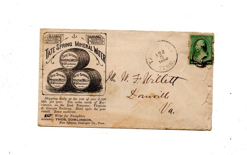 EPHEMERA - ENVELOPE , "TATE SPRING MINERAL WATER ", TATE SPRING ...