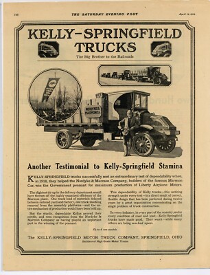 1919 Kelly Springfield Truck (Ohio) Ad: Nordyke & Marmon Delivery Truck ...