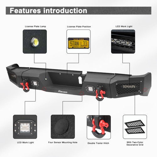 Black Steel Front Rear Bumpers fits 2019 2020 2021 2022 Dodge Ram 2500/ ...