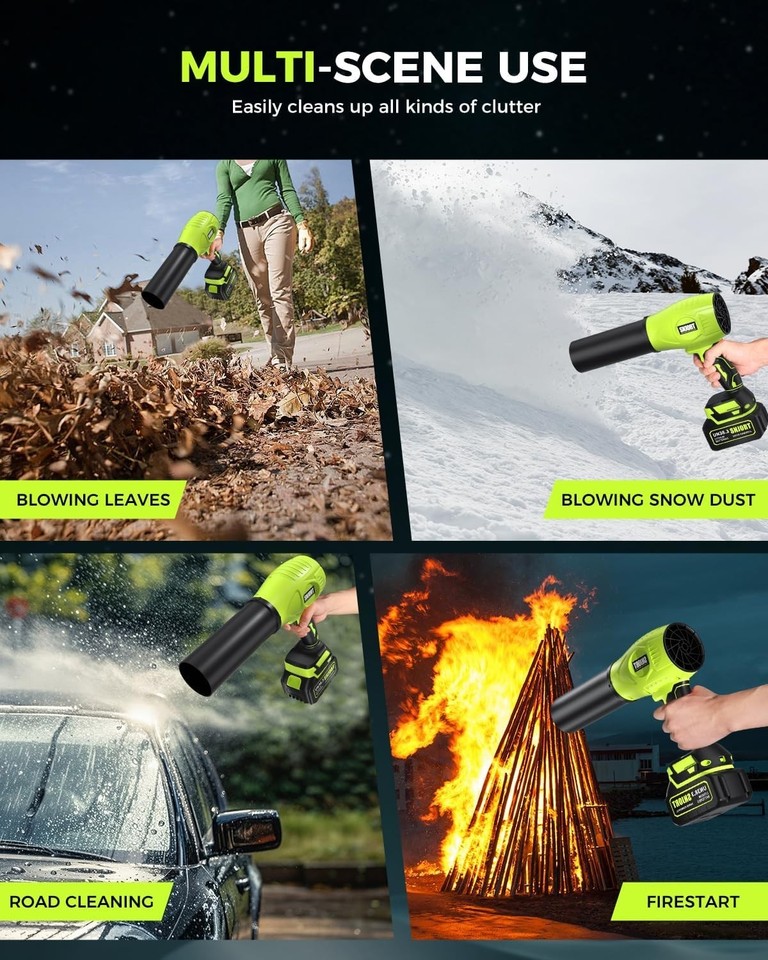 High-Speed Cordless Leaf Blower - 800K RPM, One-Handed Operation ...