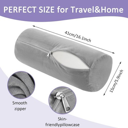Prasacco 2 Pcs Cervical Neck Roll Pillow Cover with Zipper, 16x6inch, Gray | eBay