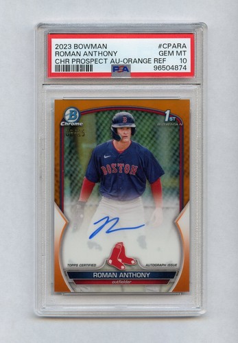 ROMAN ANTHONY 2023 BOWMAN CHROME Rookie Auto Orange Refractor /25 PSA ...