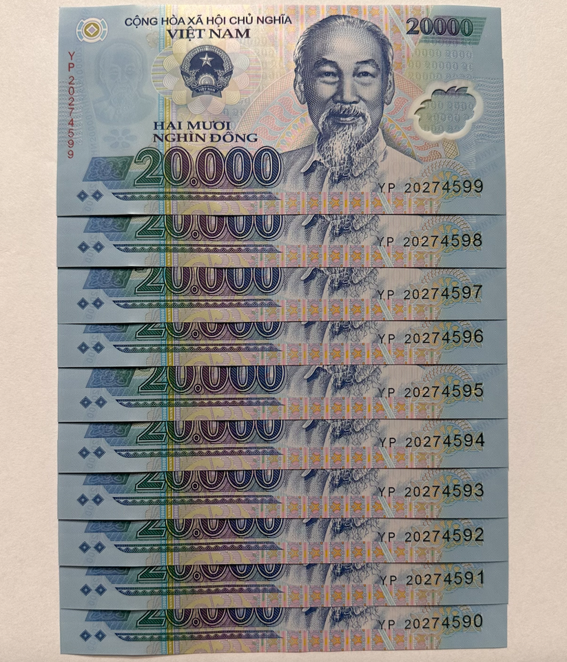 20,000 Vietnam Dong VND Circulated CIR Banknote Currency Polymer ...