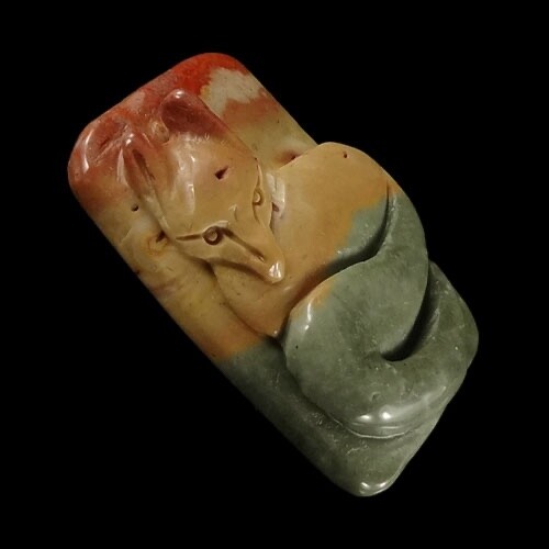 BI30916# Hand Carved Fox Succor Creek Jasper Pendant Bead Gemstone 1 ...