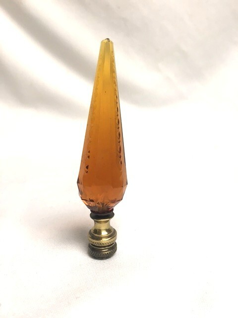 Antique Cut Crystal Glass Lamp Light Finial Amber 4” Tall Mint Old | eBay