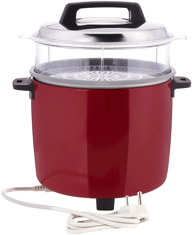 Electric Cooker with Cooking Pan, Red, Burgundy 1.25KG Rice | eBay