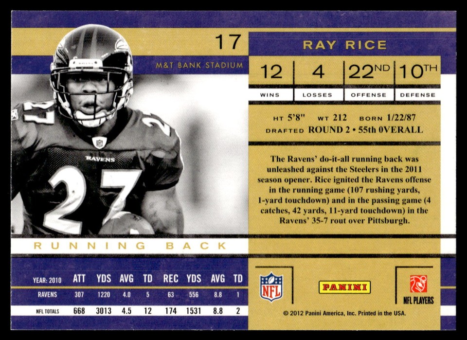 2011 Playoff Contenders #17 Ray Rice NRMT or Better | eBay