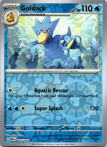 Golduck - 055/165 - SV: Scarlet & Violet 151 - Reverse Holo Pokemon TCG ...