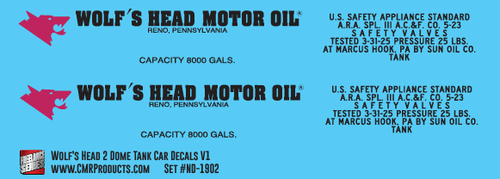 HO Scale - Wolf's Head Motor 2 Dome Tank Car Decals | eBay