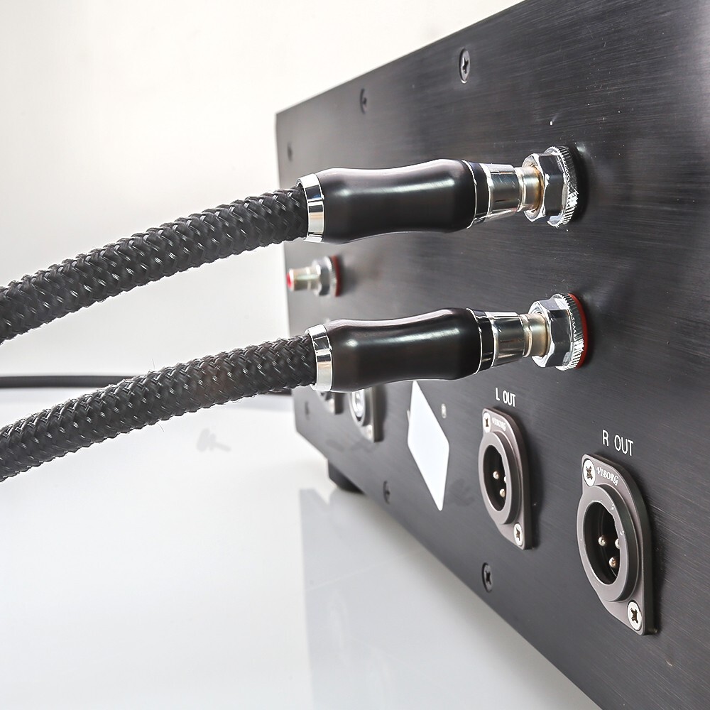 Pair Solid Pure Silver Conductor Wood RCA HiFi Audio Interconnect Cable ...