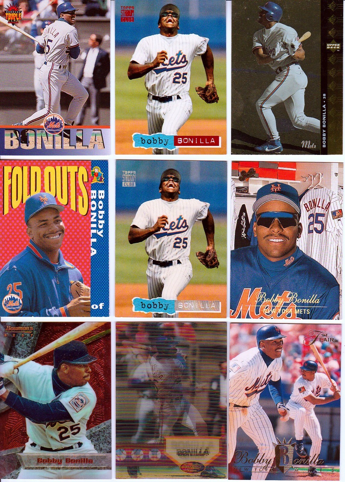 Huge 100 + BOBBY BONILLA different card lot RC 1987 - 1999 Pirates Mets ...