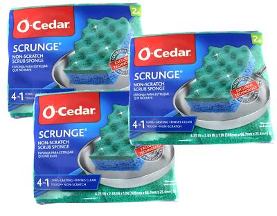 O-Cedar Scrunge Multi-Use Sponge Non-Scratch Long-Lasting, Tough, 2 ...