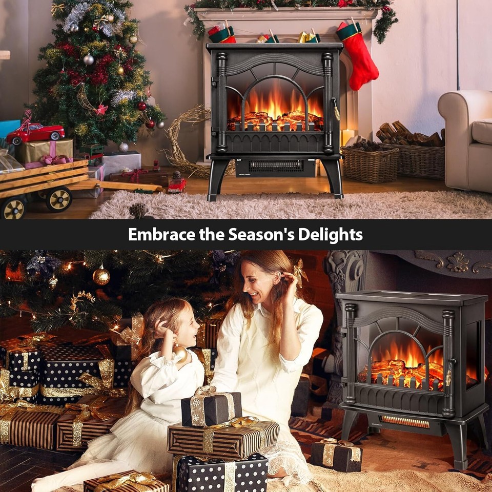 Electric Fireplace Stove,1500W Infrared Fireplace Heater with 3D Realistic Flame | eBay