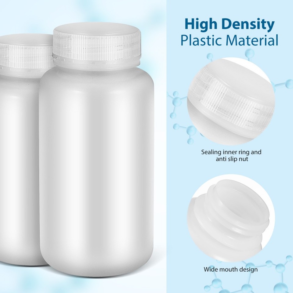 5 Pcs Empty Bottles for Liquid Wide Mouth Reagent Sample Plastic | eBay ...