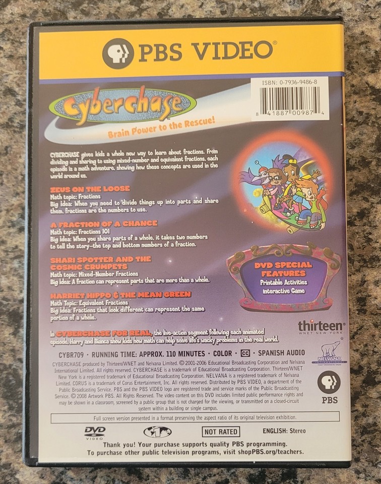 Cyberchase: Parts & Pieces Working with Fractions (2008 DVD) Brain ...
