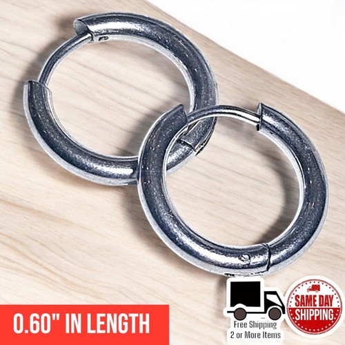 Stainless Steel 2.5mm Thick Snap Back Hoop Earrings | eBay