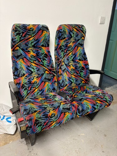 Retro old bus seats x2 car seats with seat belts | eBay UK