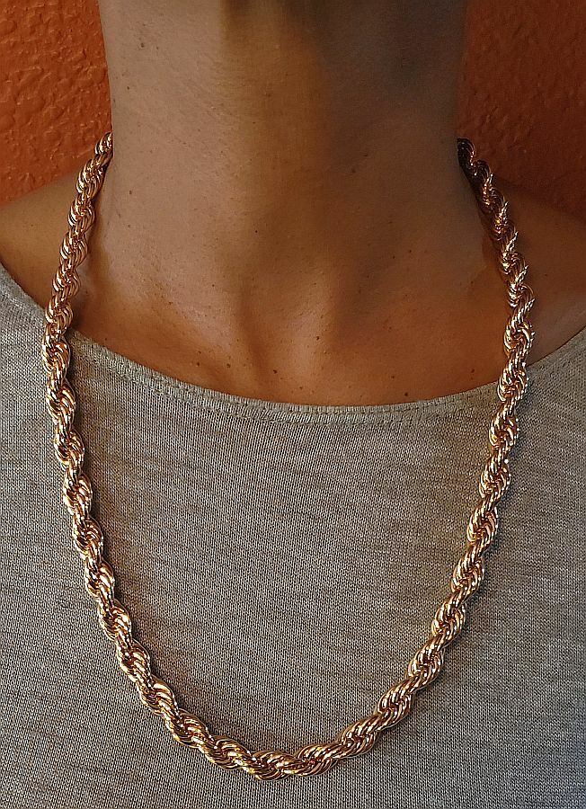 GOLD 5MM 8MM THICK FAT HEAVY TWISTED ROPE CHAIN 16" 18" 21" 25" 30 ...