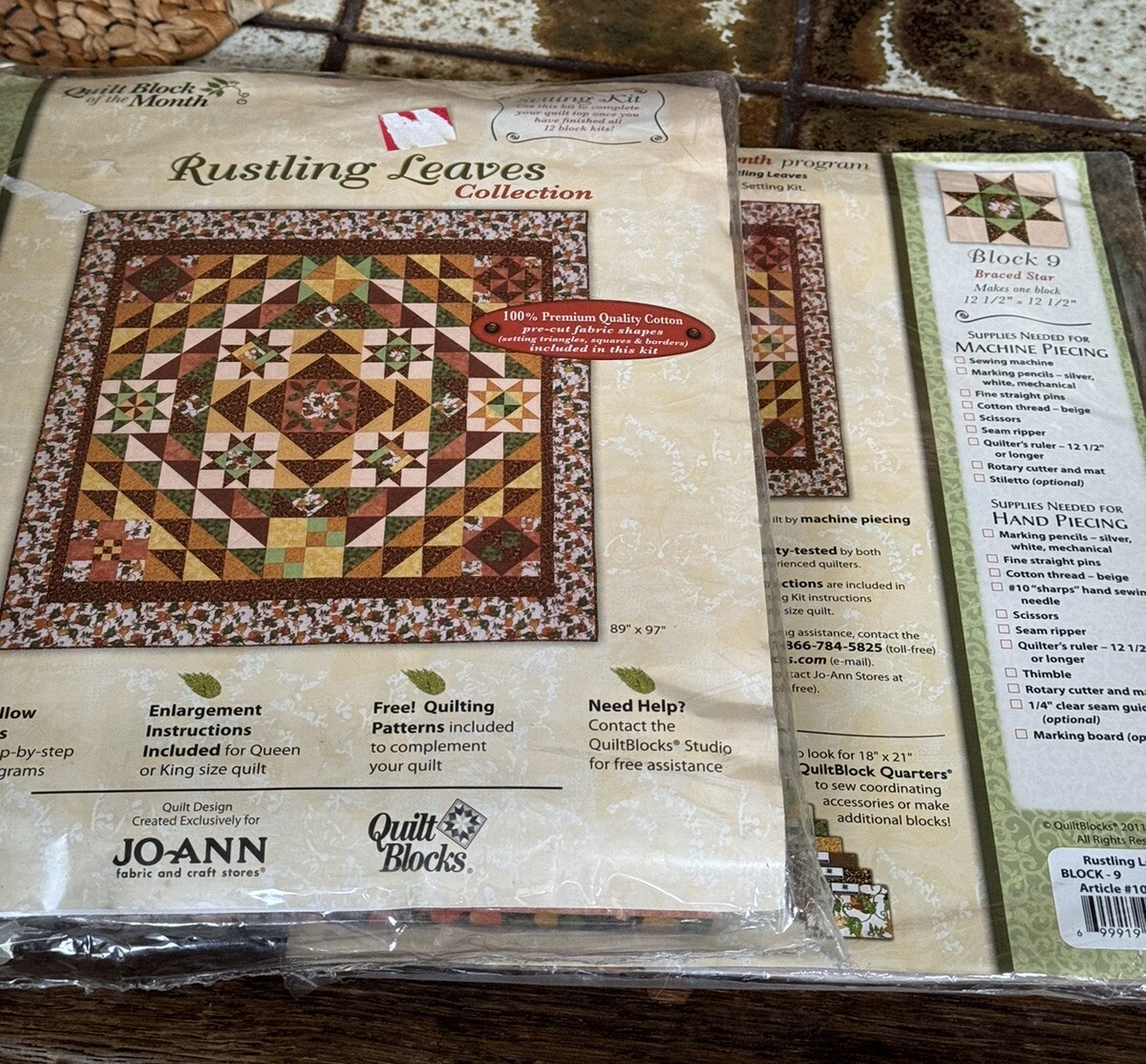 JoAnn Quilt Block of the Month Kit Rustling Leaves Setting Kit And ...