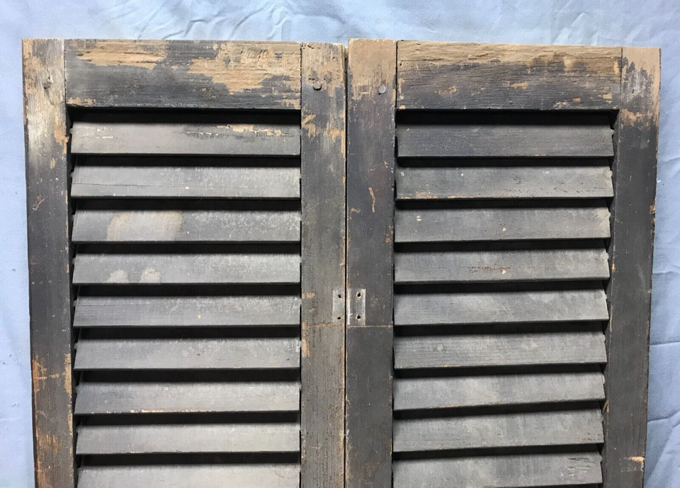 Antique Pair Wood Window 9x43 Louvered Shutters Interior Natural Old ...