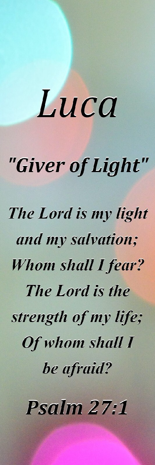 Luca "Giver of Light" Keepsake Name Meaning Bookmark with Bible Verse ...